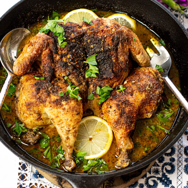 Cast Iron Greek Chicken (Spatchcock) - Dimitras Dishes