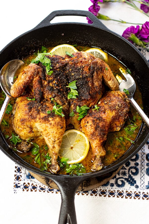 Cast Iron Greek Chicken (Spatchcock) - Dimitras Dishes