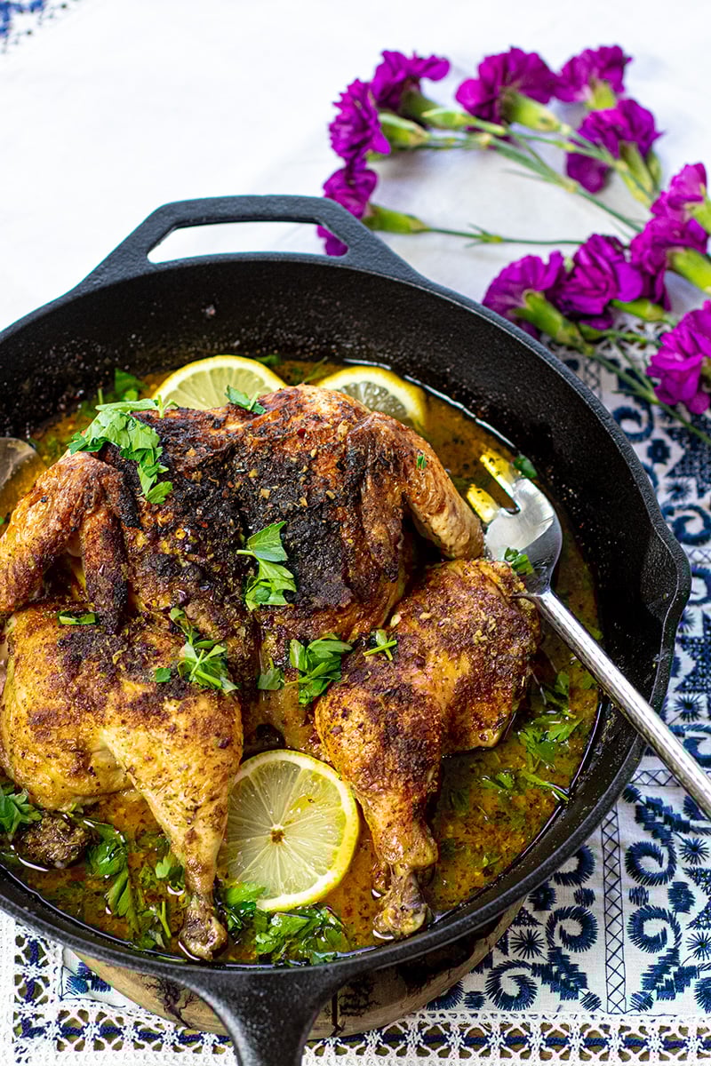 Cast Iron Greek Chicken (Spatchcock) - Dimitras Dishes