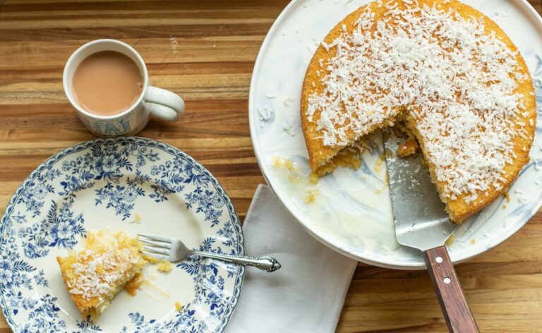 COCONUT RAVANI: GREEK SEMOLINA CAKE WITH A HONEY SYRUP - Dimitras Dishes