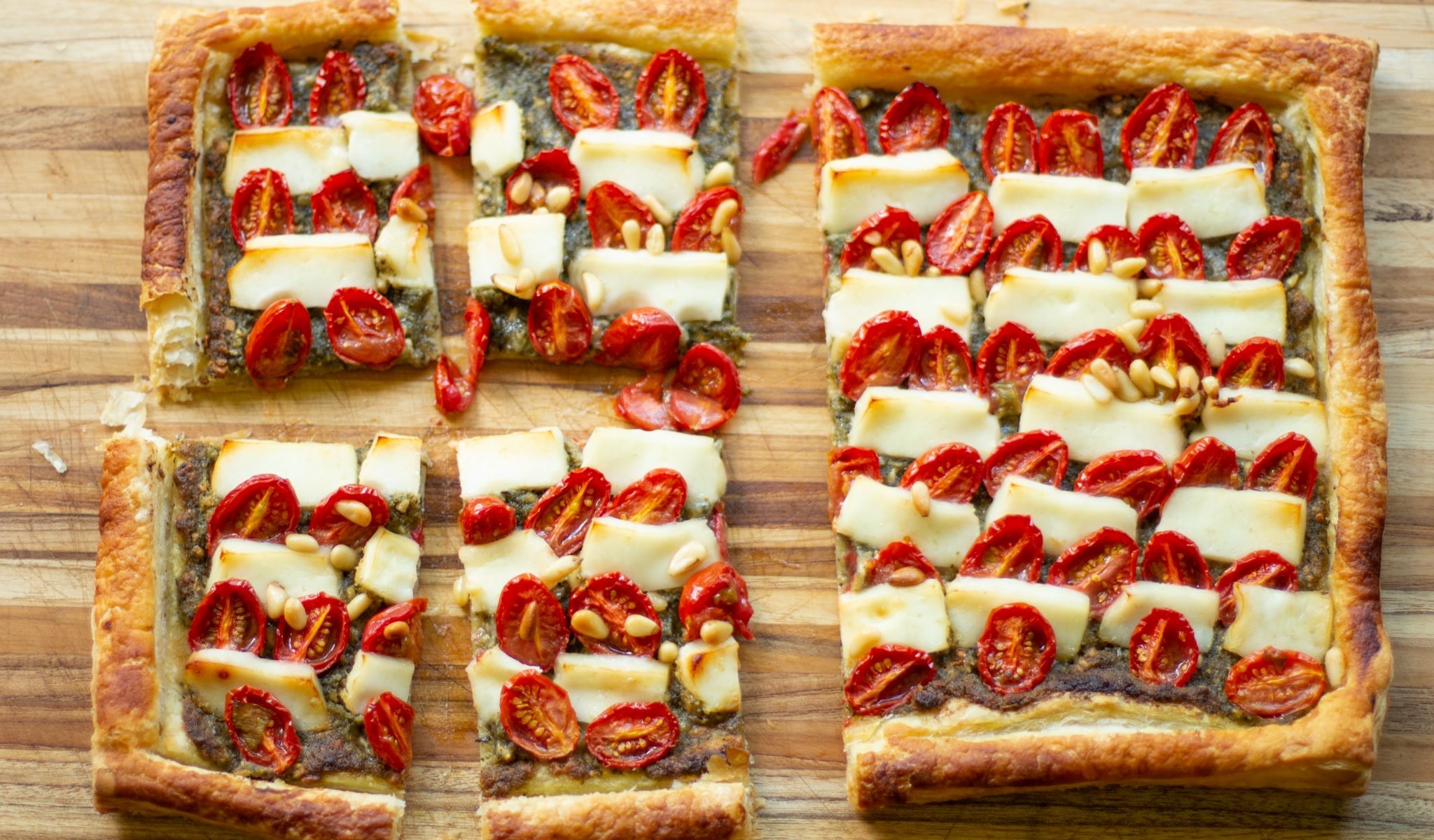 Halloumi & Tomato Galette with Pesto & Puff pastry - Dimitras Dishes
