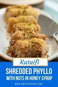 KATAIFI: SHREDDED PHYLLO WITH NUTS & HONEY SYRUP - Dimitras Dishes