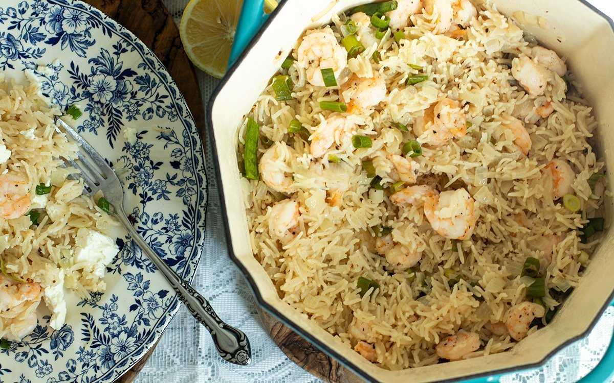 30-Minute Lemony Shrimp & Rice Pilaf - Dimitras Dishes