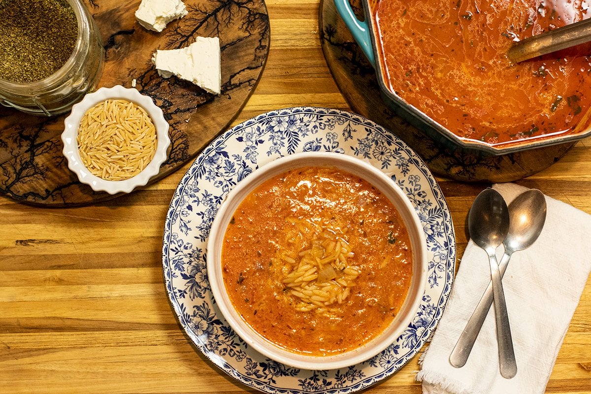 Manestra: Greek Tomato & Orzo Soup - Dimitras Dishes