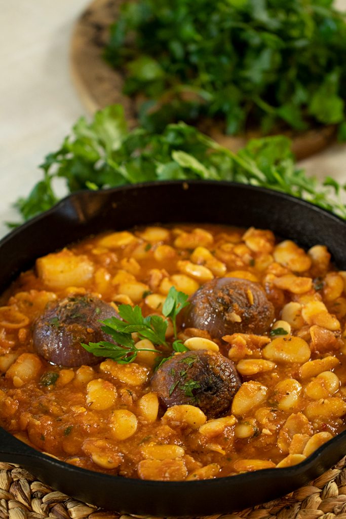 Greek Stifado Bean Stew: Giant Beans with Shallots - Dimitras Dishes