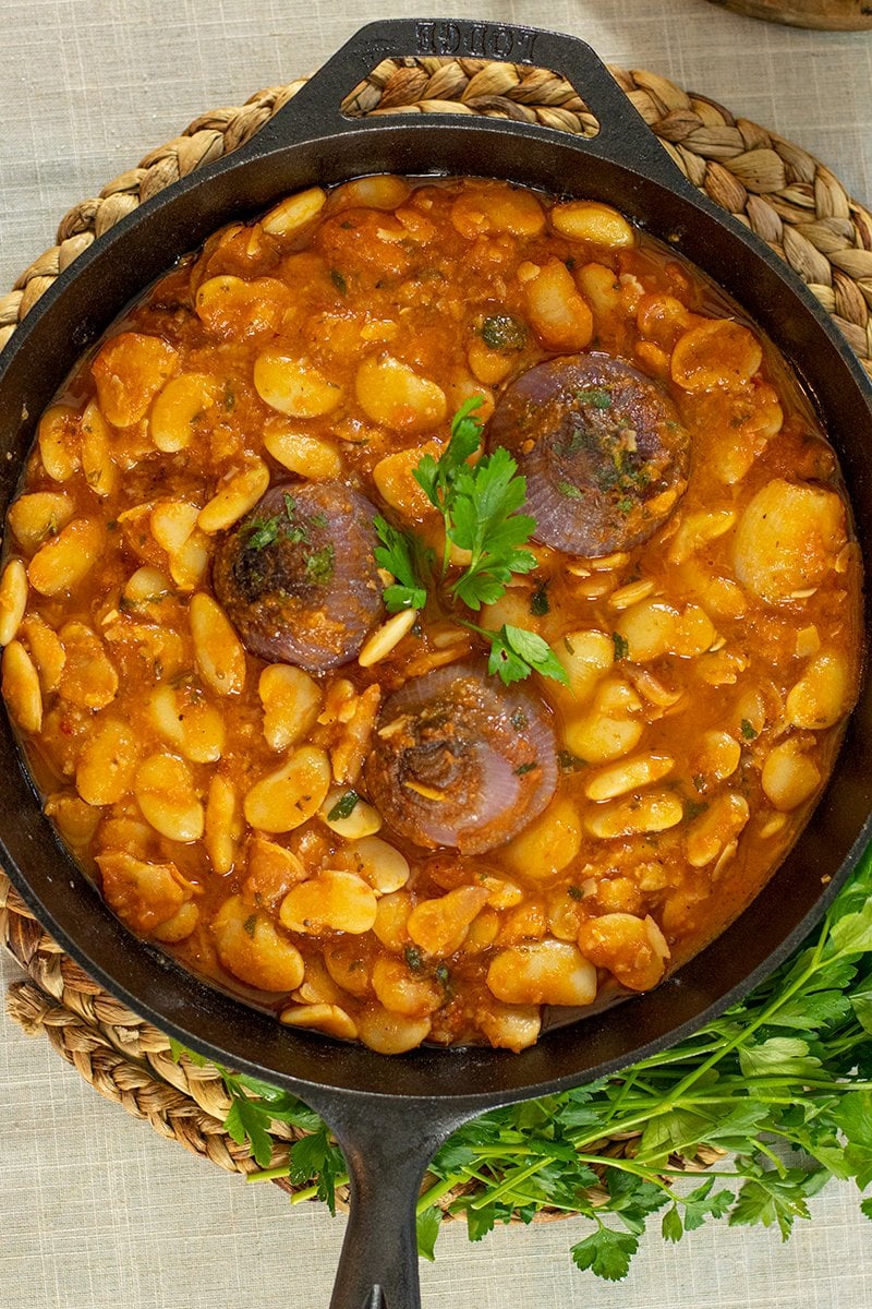 Greek Stifado Bean Stew: Giant Beans with Shallots - Dimitras Dishes