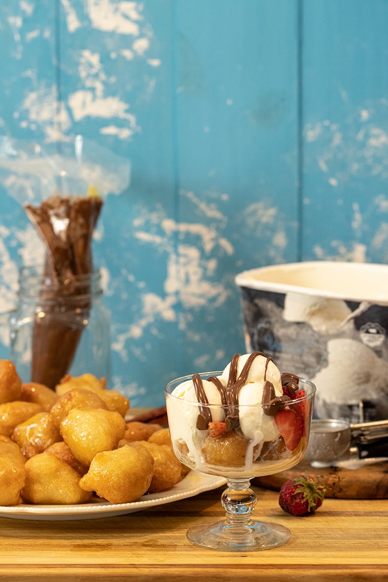 Loukoumades Deluxe: Greek Donut Sundae - Dimitras Dishes