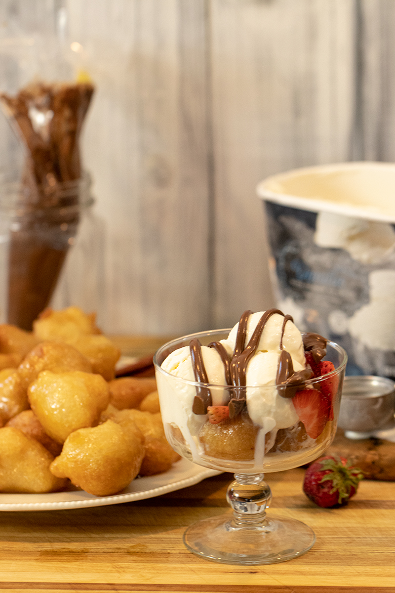 Loukoumades Deluxe: Greek Donut Sundae - Dimitras Dishes