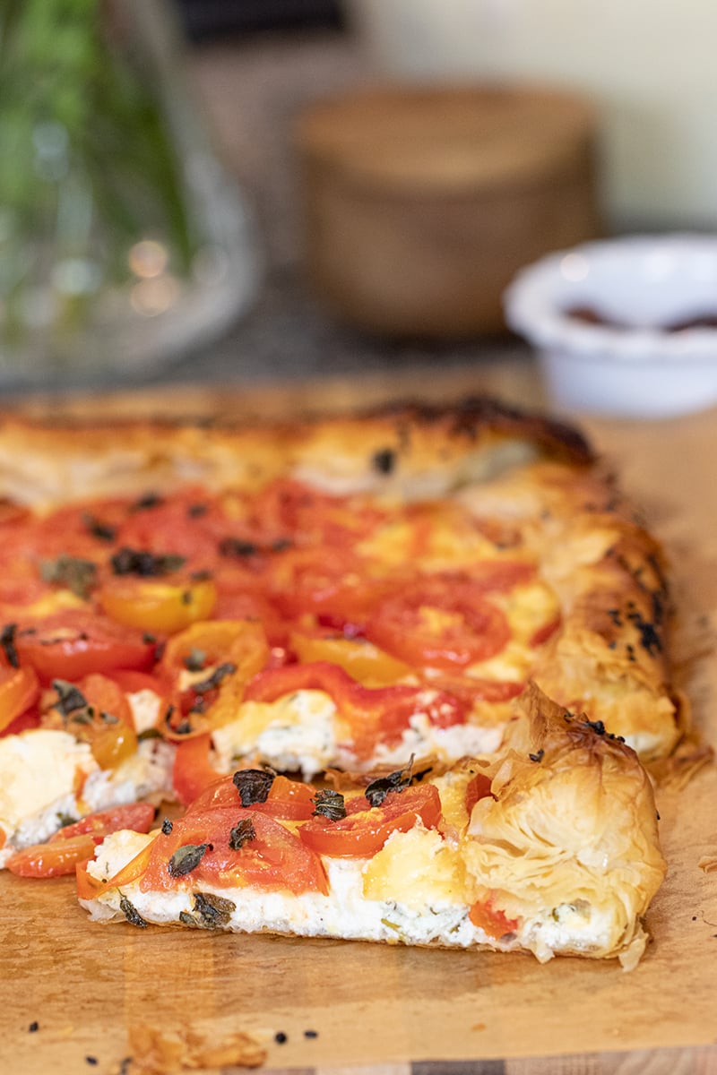 Tomato & Feta Phyllo Tart - Dimitras Dishes