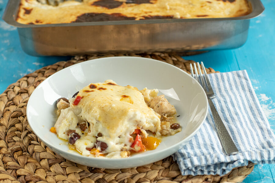 Chicken & Bechamel TrayBake - Dimitras Dishes
