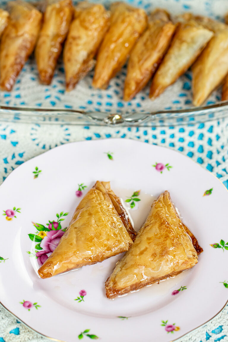 Greek Baklava Mini Triangles - Dimitras Dishes