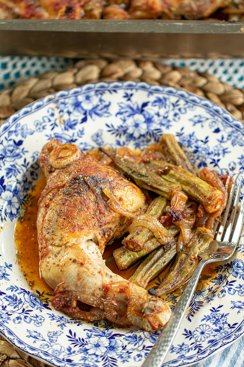 Roasted Chicken & Okra: Kota me Bamies - Dimitras Dishes