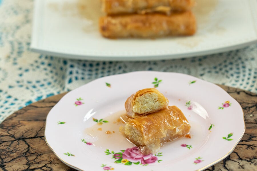 Flogeres: Greek Phyllo & Almond Flutes - Dimitras Dishes