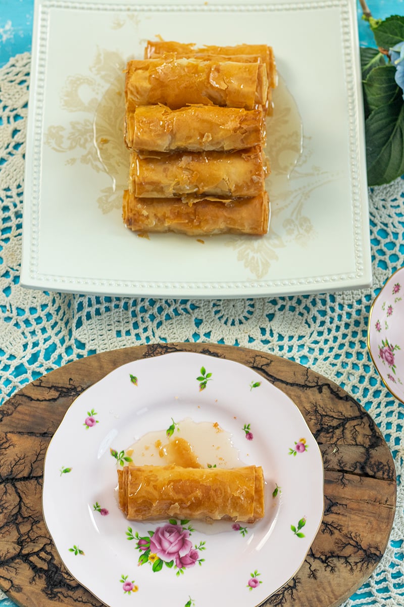 Flogeres: Greek Phyllo & Almond Flutes - Dimitras Dishes