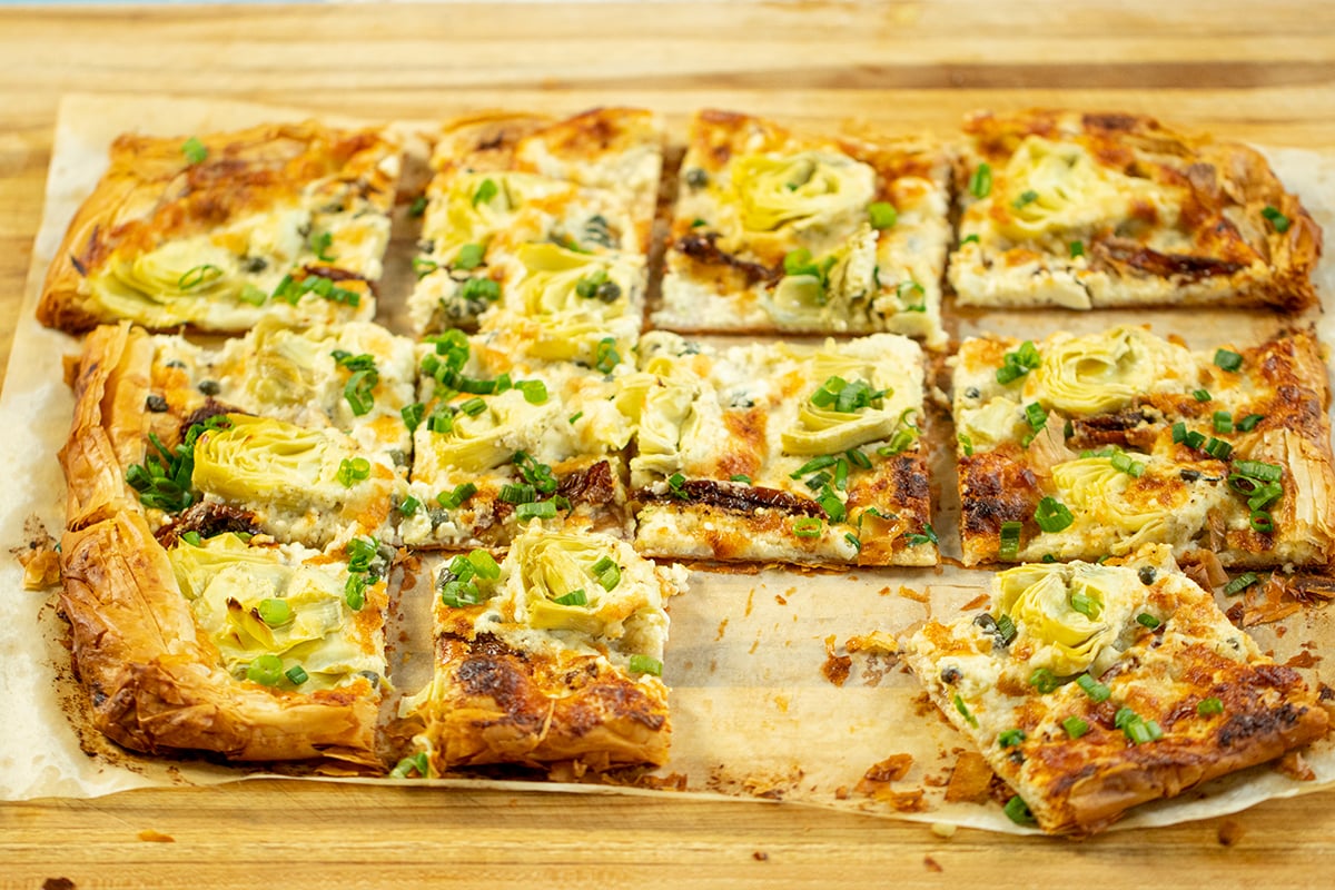 Artichoke Phyllo Tart - Dimitras Dishes