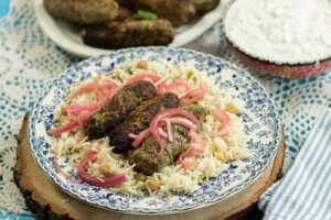 Spicy Ground Beef Kebabs with Rice Pilaf - Dimitras Dishes