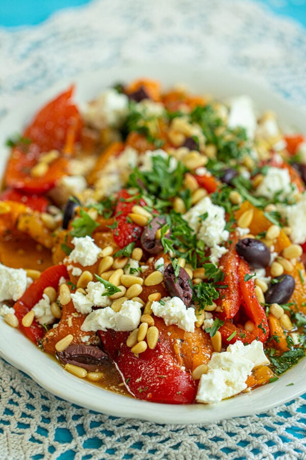 Roasted Red Pepper & Feta Salad - Dimitras Dishes