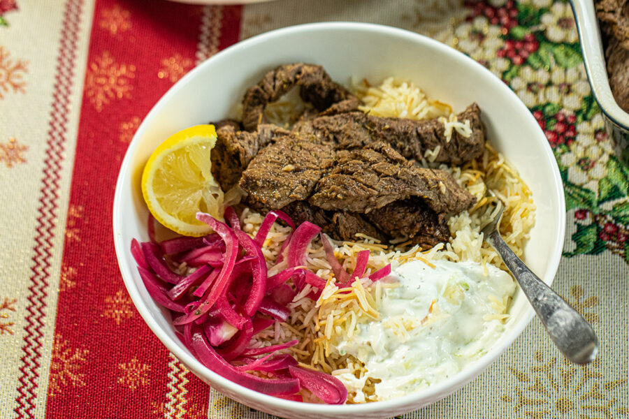 Steak Gyros with Mediterranean Rice - Dimitras Dishes