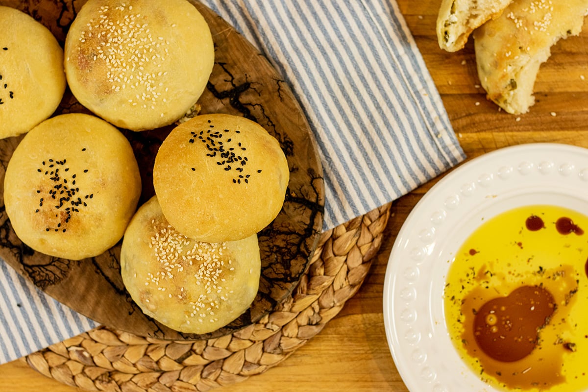 Greek Buns Filled with Cheese - Dimitras Dishes