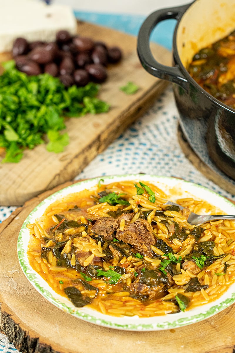 One-Pot Lamb, Spinach & Orzo Stew - Dimitras Dishes