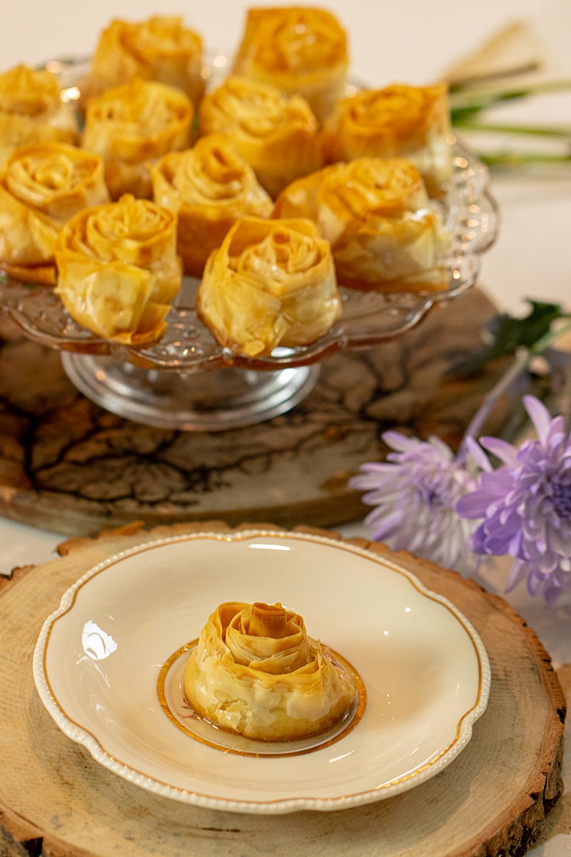Almond Baklava Roses - Dimitras Dishes
