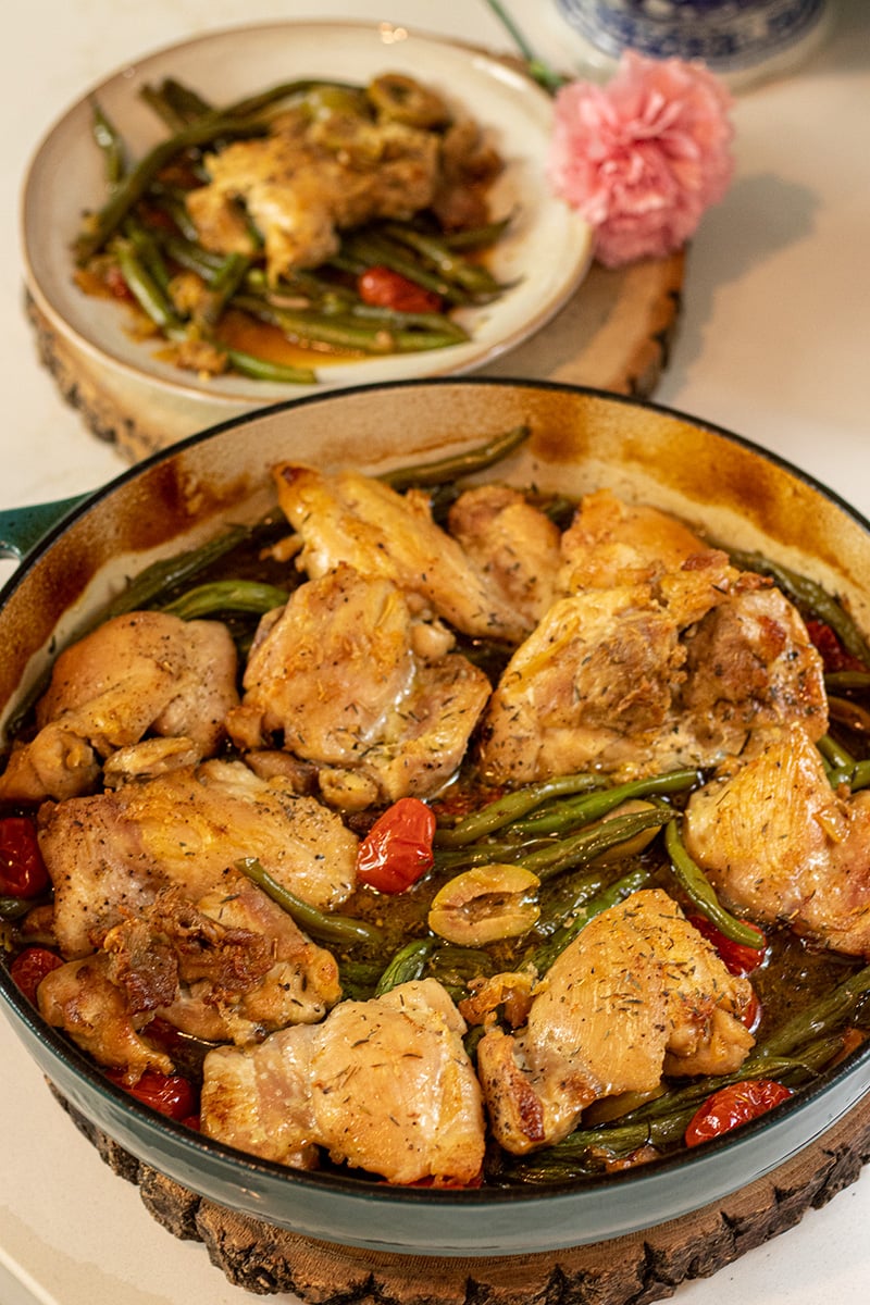 Baked Chicken & String Beans Skillet - Dimitras Dishes