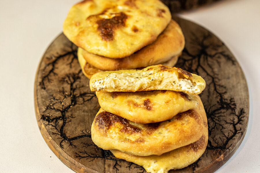 Cheesy Feta Stuffed Flatbreads - Dimitras Dishes