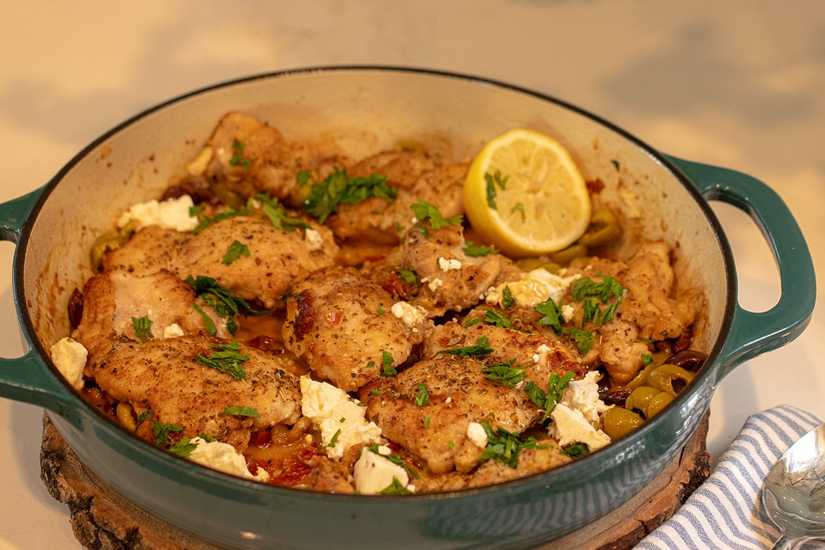 Mediterranean Chicken & Olives Skillet - Dimitras Dishes