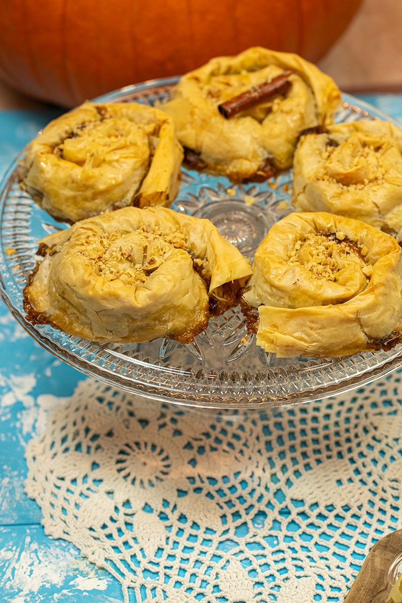 Sweet Pumpkin -filled Phyllo Spirals - Dimitras Dishes