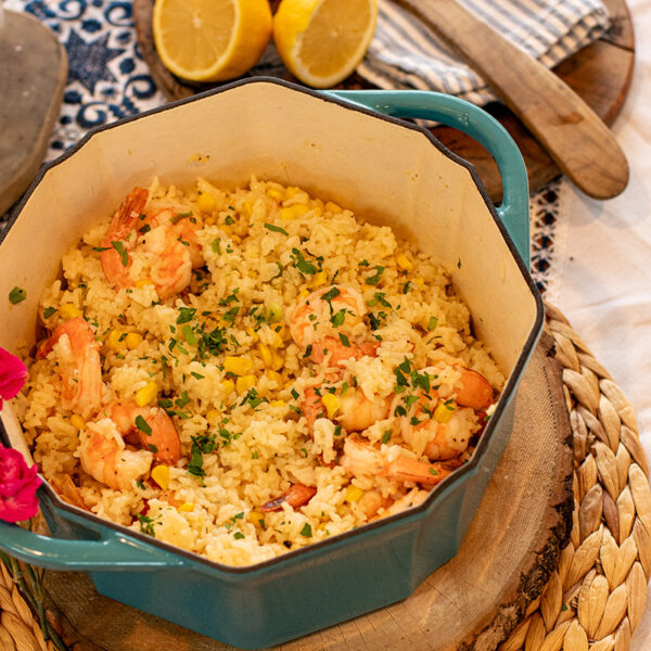My Mom's Shrimp Pilafi with Corn - Dimitras Dishes