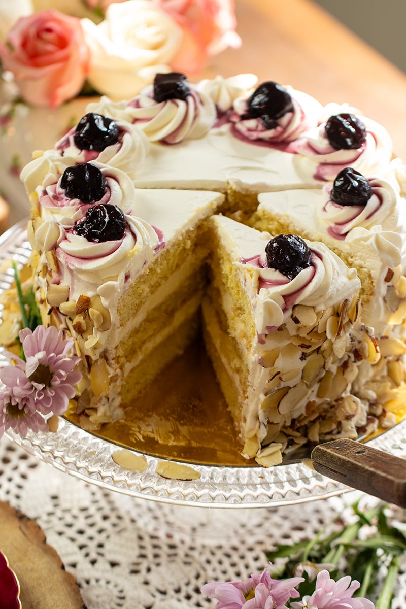 Greek Almond Cream Cake: Tourta Nougatina - Dimitras Dishes