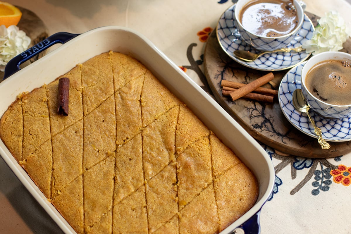 Pumpkin Spice Ravani (Semolina Cake) - Dimitras Dishes