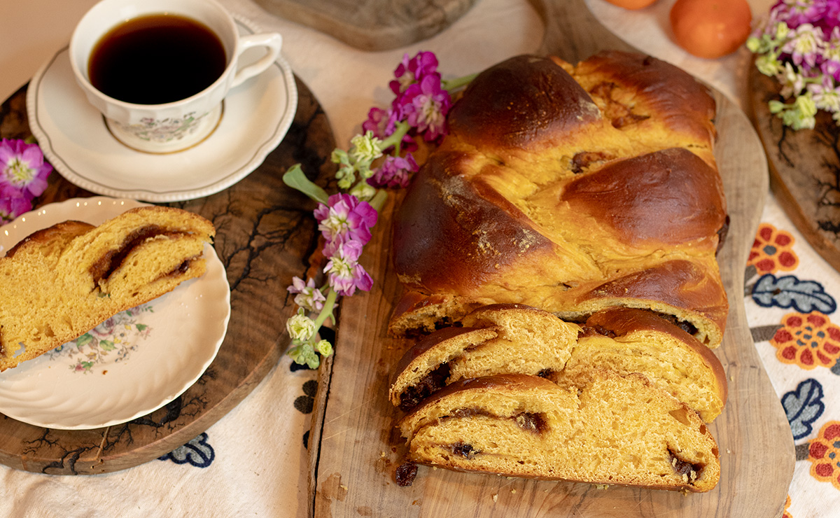 Autumn Tsoureki: Pumpkin Spice & Pear Spice Braids - Dimitras Dishes