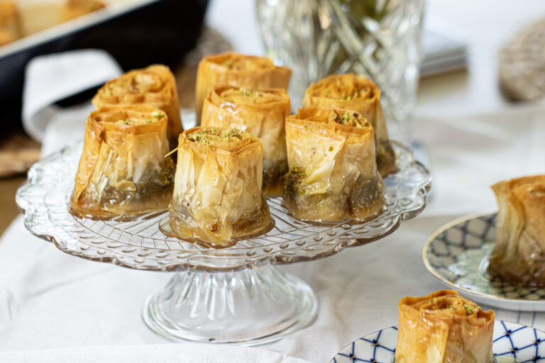 Pistachio Baklava Roses - Dimitras Dishes