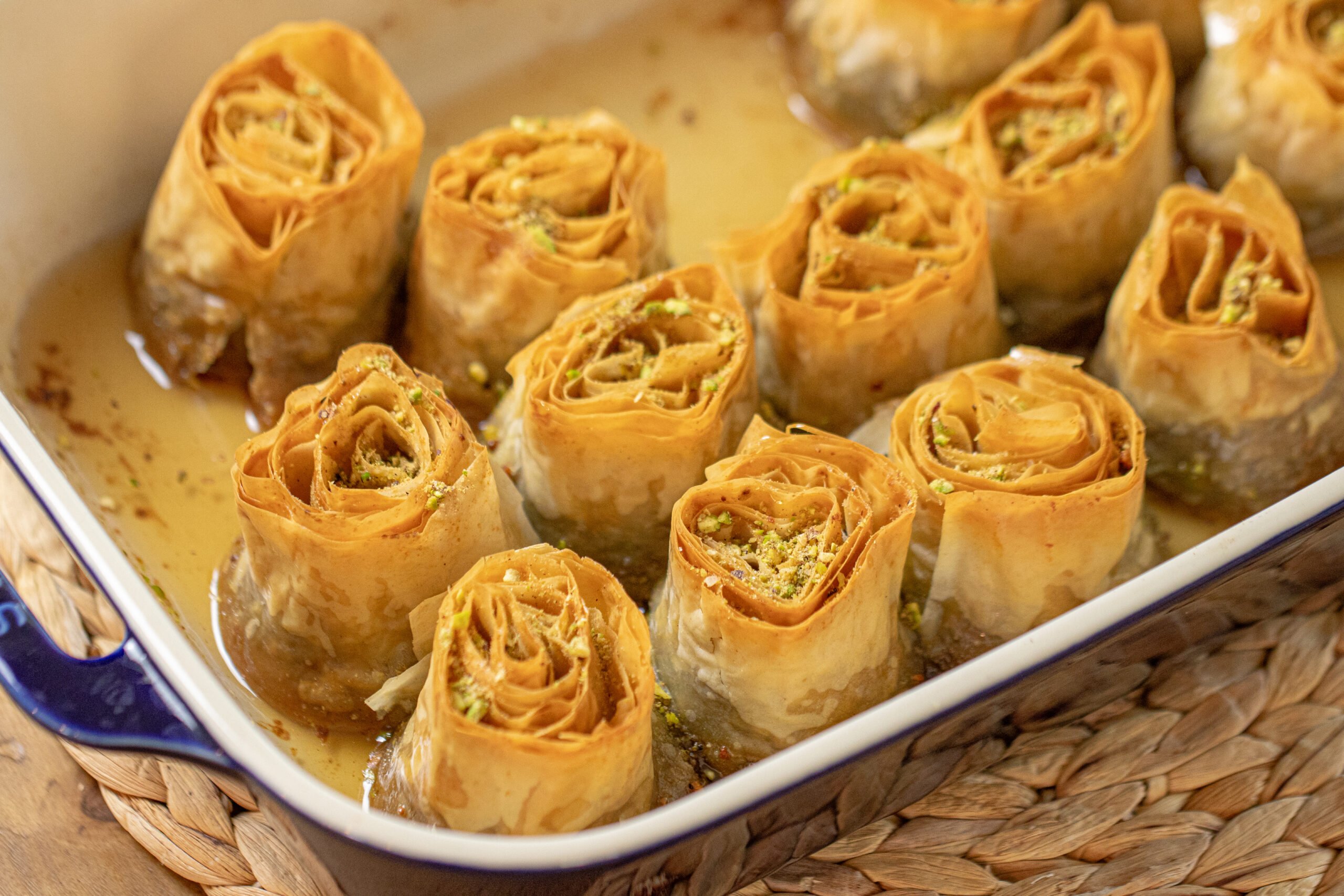 Pistachio Baklava Roses - Dimitras Dishes