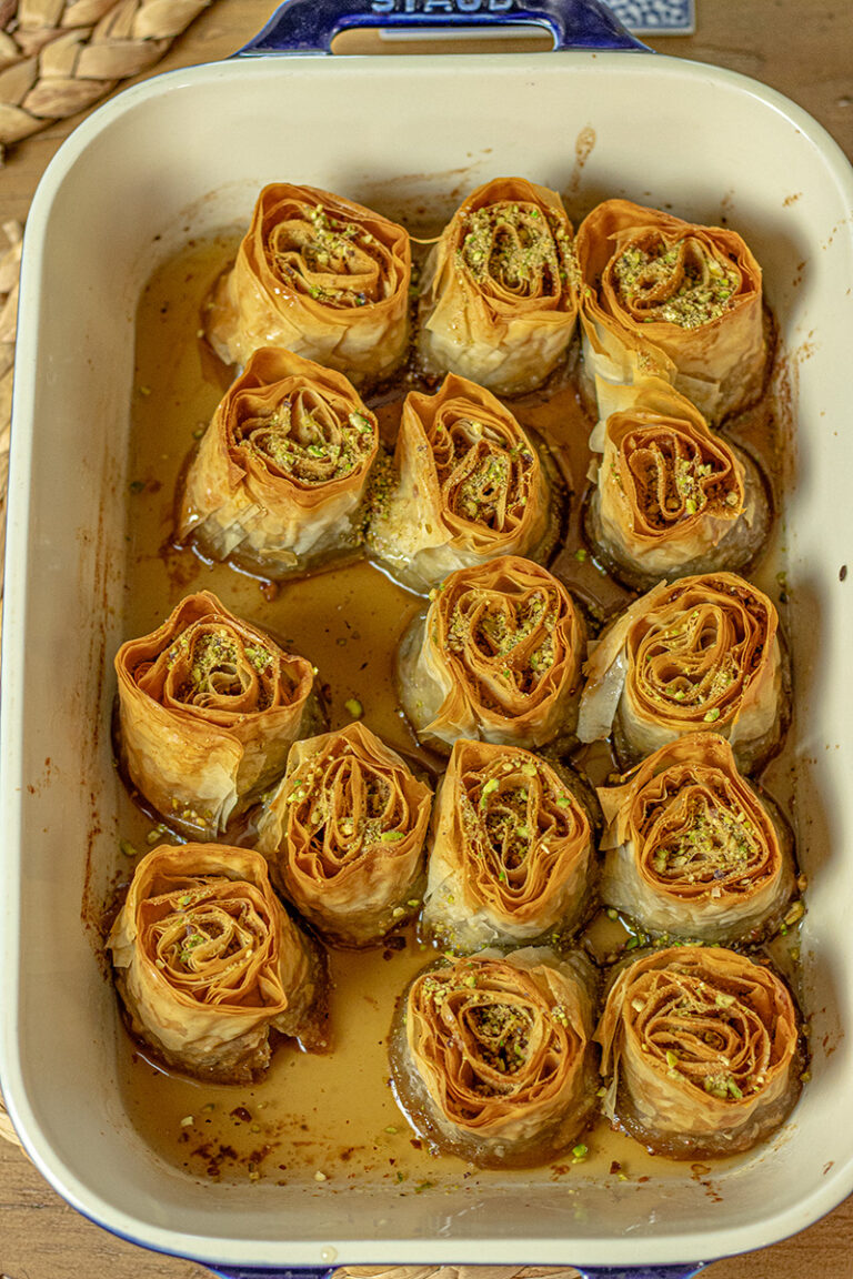 Pistachio Baklava Roses - Dimitras Dishes