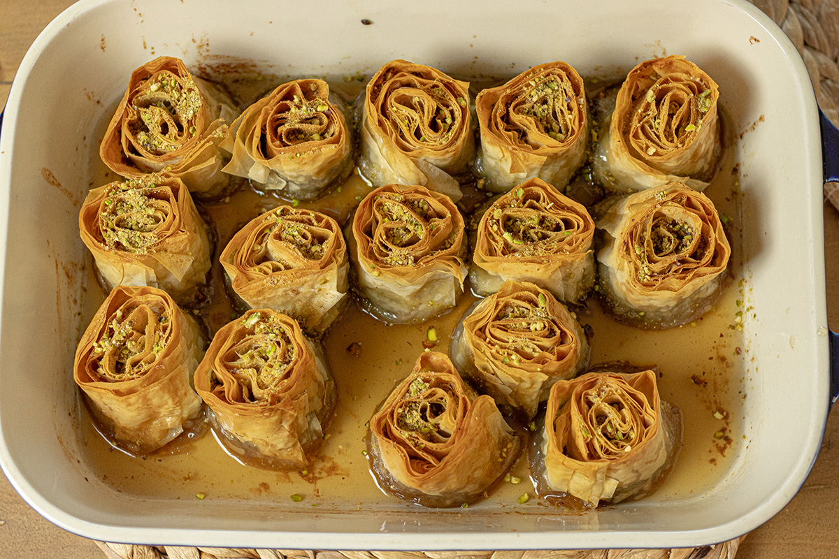 Pistachio Baklava Roses - Dimitras Dishes