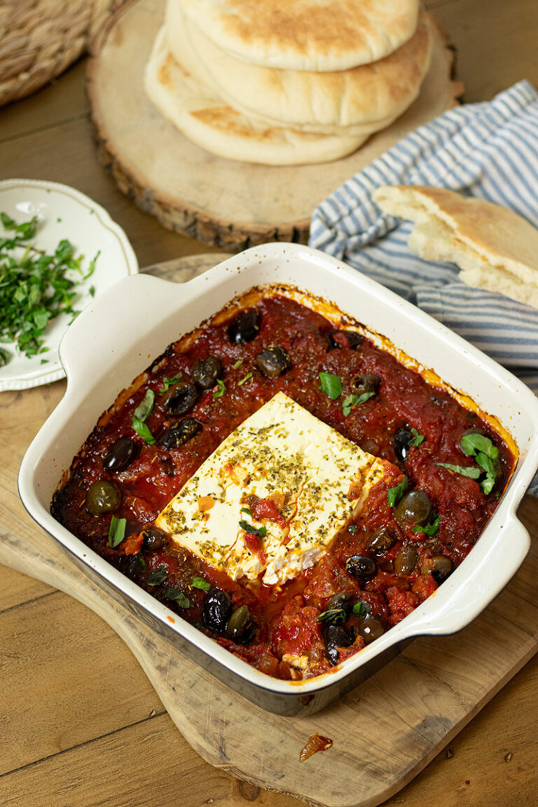 Baked Feta With Roasted Red Peppers & Olives - Dimitras Dishes