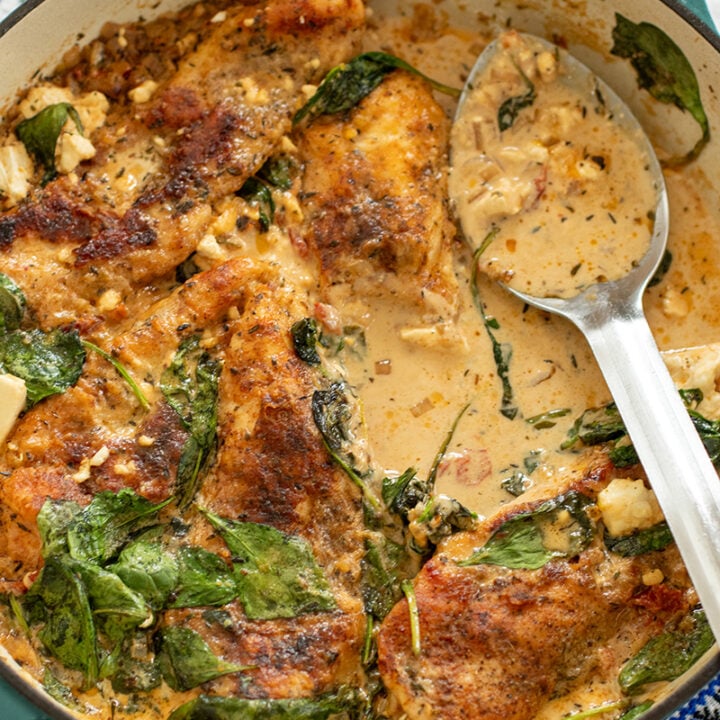 Greek “Marry Me” Chicken with Creamy Feta & Spinach - Dimitras Dishes